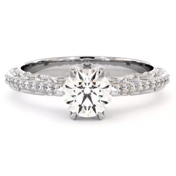 Elegant Lab Diamond Engagement Ring with Intricate Detailing - Camellia ...