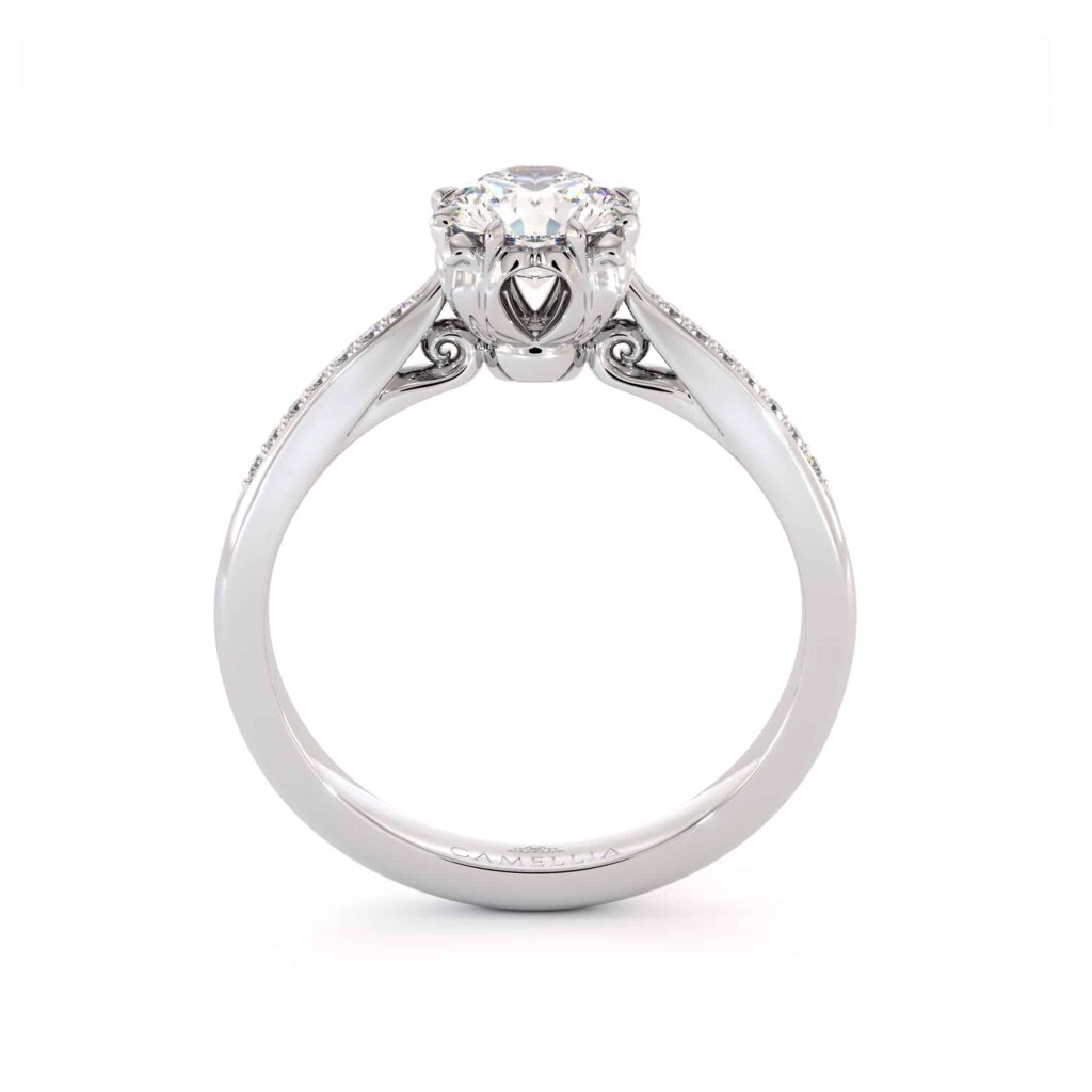 Classic Pavé Side Stones Ring – Camellia 2025