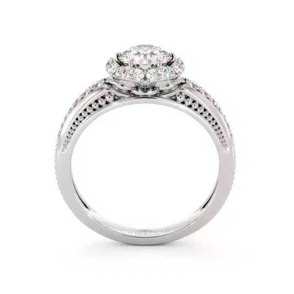 Unique Natural Diamond Halo Engagement Ring | 14K Gold - Camellia Jewelry