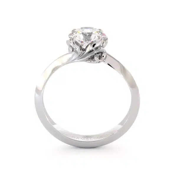 Unique Solitaire Design Natural Diamond Engagement Ring - Camellia Jewelry