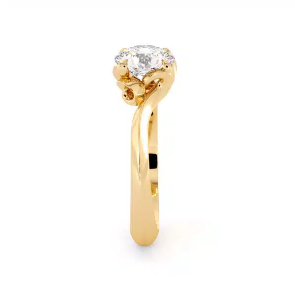 Unique Solitaire Design Natural Diamond Engagement Ring - Camellia Jewelry