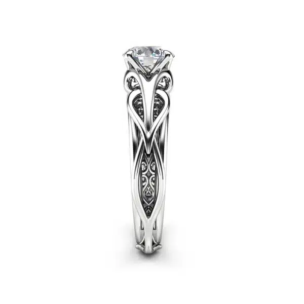Elven Engagement Ring with Celtic Inspired Twist - Camellia 2025