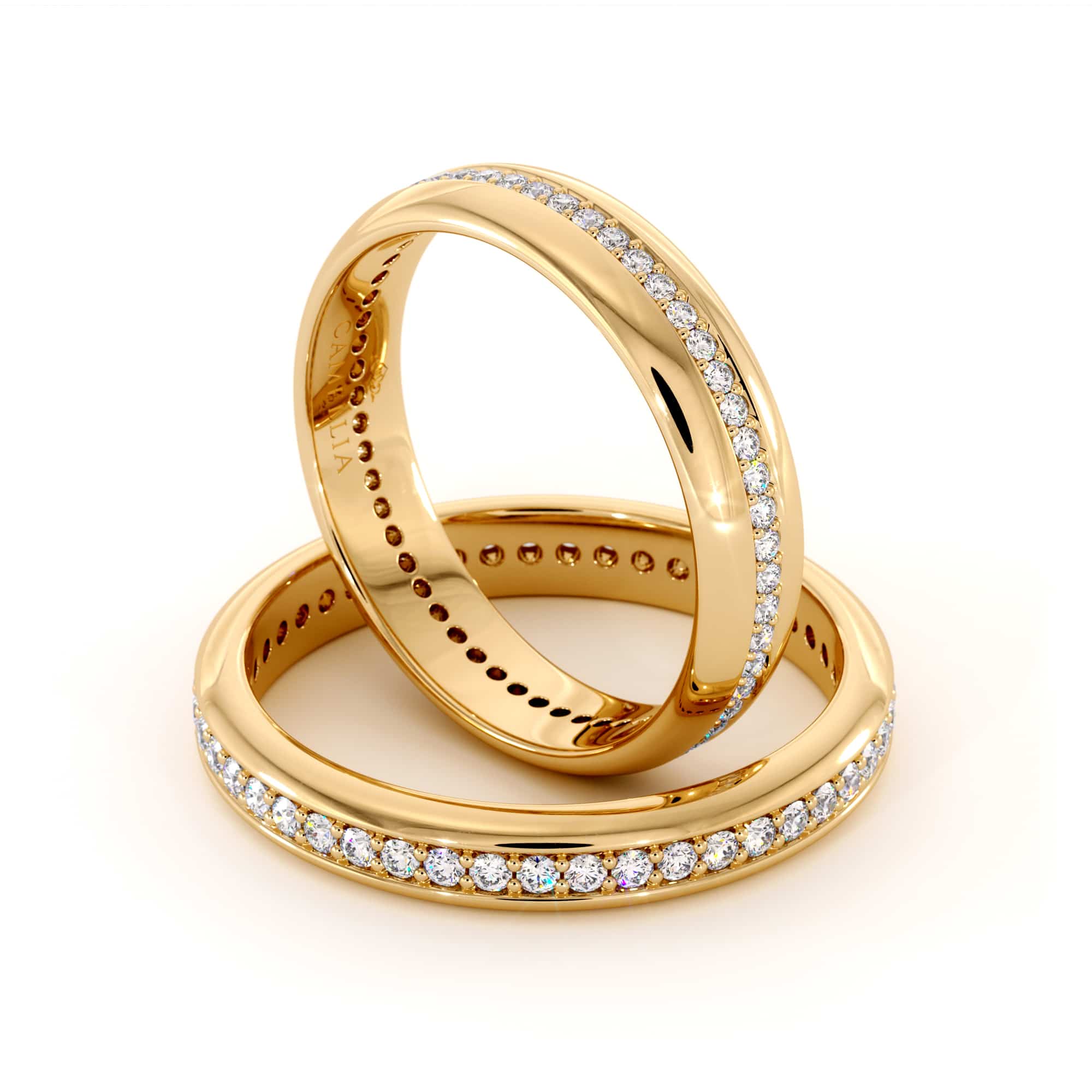 Eternity Set His And Her Matching Bands 14K Gold Wedding Bands 3.3 /5.1 ...