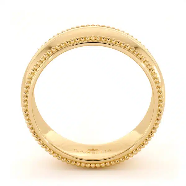 Men's Classic Milgrain Gold Wedding Band - Camellia Jewelry