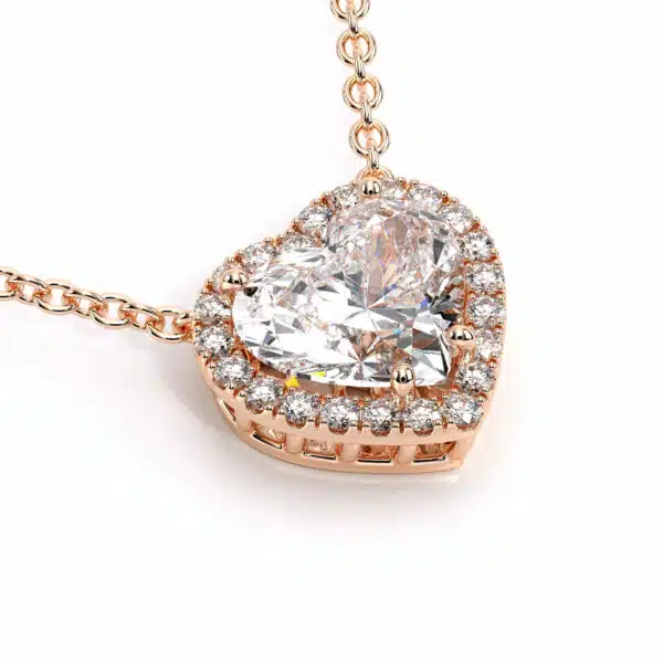 Heart Halo Diamond Necklace With Lab Diamond Center