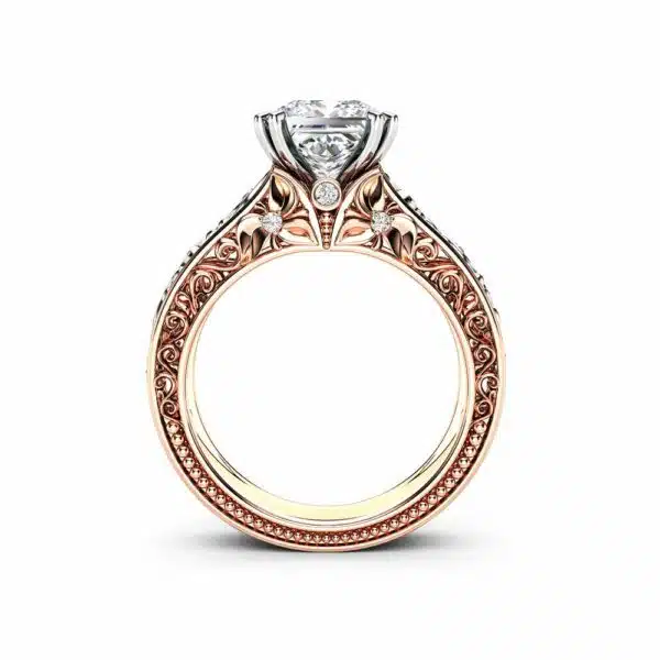 1.5 Carat Unique Two Tone Gold Art Deco Princess Cut Lab Diamond ...