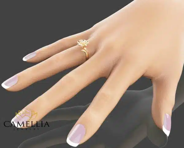 14K Yellow Gold Flower Ring Unique Diamond Ring Leaf and Flower ...