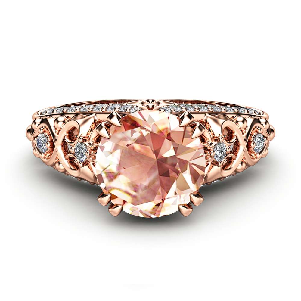 Special Reserved - Peach Sapphire Engagement Ring 14K Rose Gold Ring ...