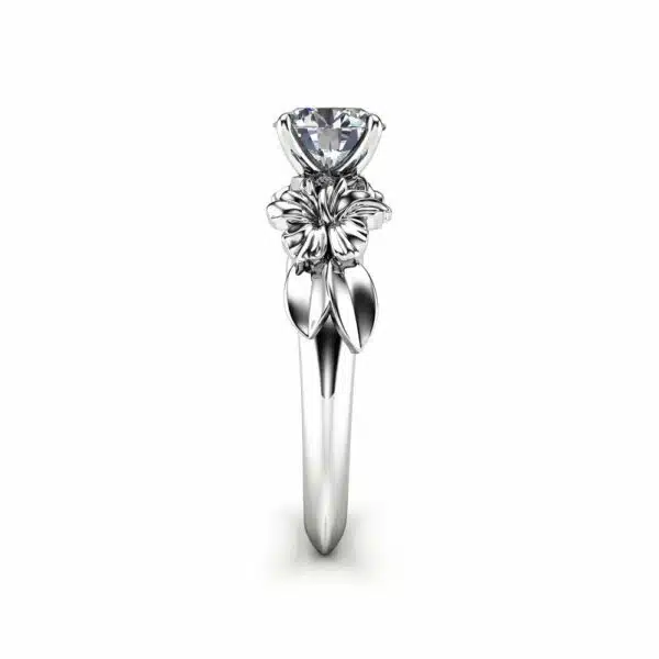 Lily Flower Diamond Ring With Blooming Motifs