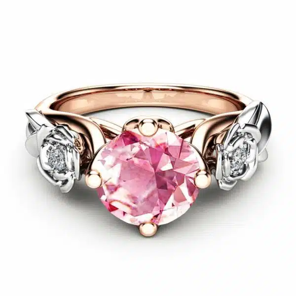 Pink Moissanite Engagement Ring Unique Rose Gold Engagement Ring ...