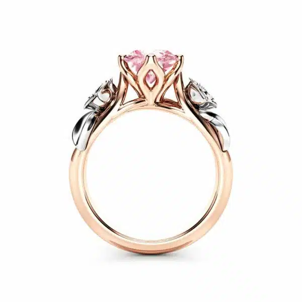 Pink Moissanite Engagement Ring Unique Rose Gold Engagement Ring ...