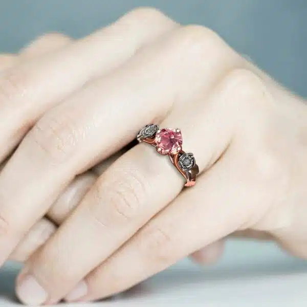 Pink Moissanite Engagement Ring Unique Rose Gold Engagement Ring ...