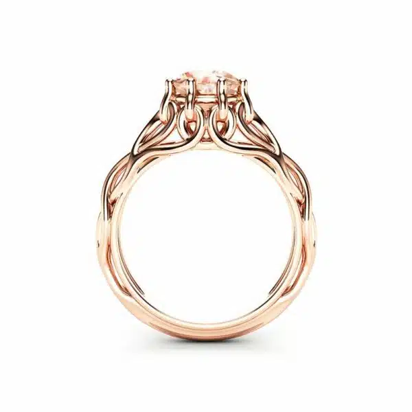 Celtic Engagement Ring 14K Rose Gold Braided Ring Solitaire Morganite ...