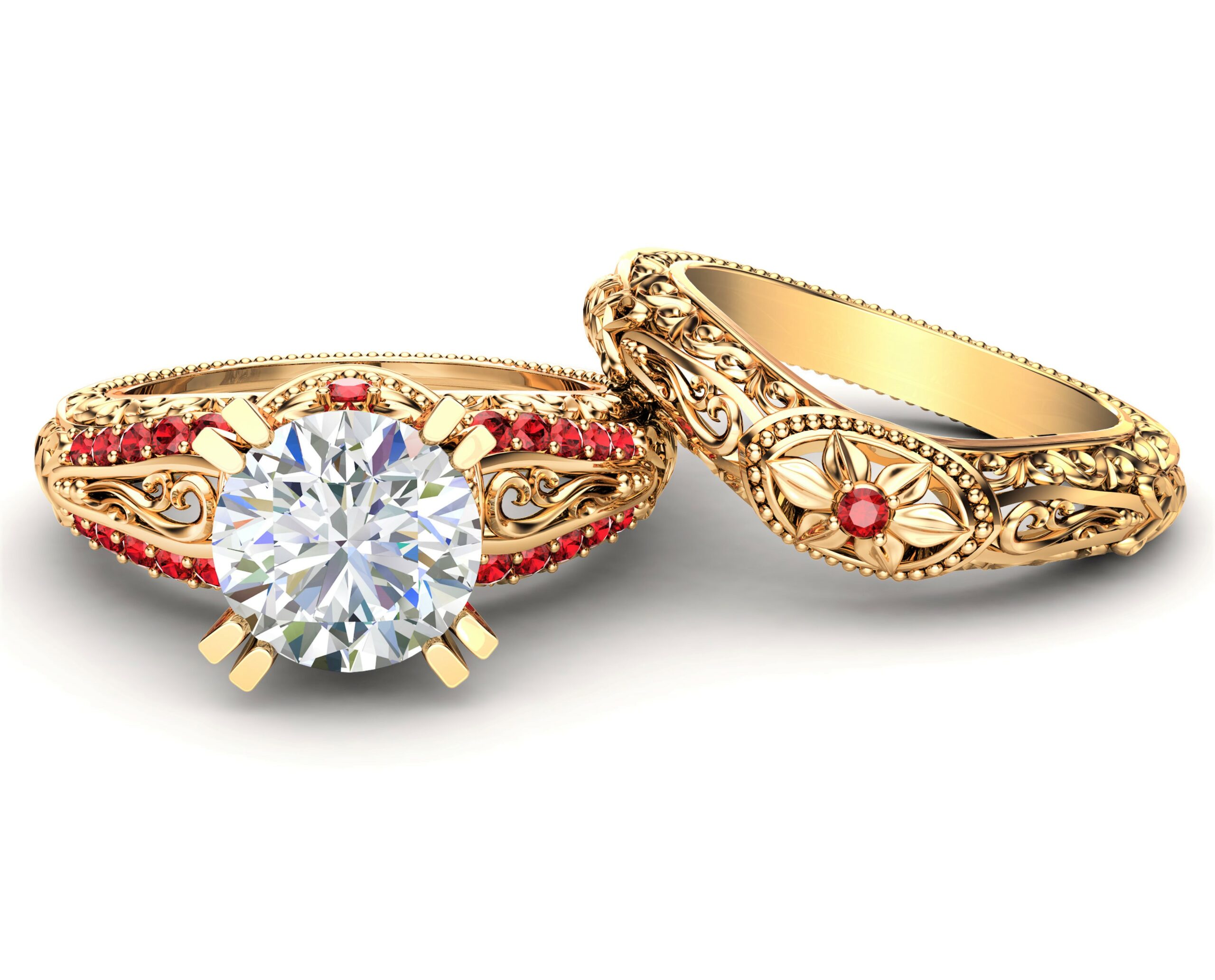 Special Reserved - Unique Filigree 22K Yellow Gold Matching Band ...