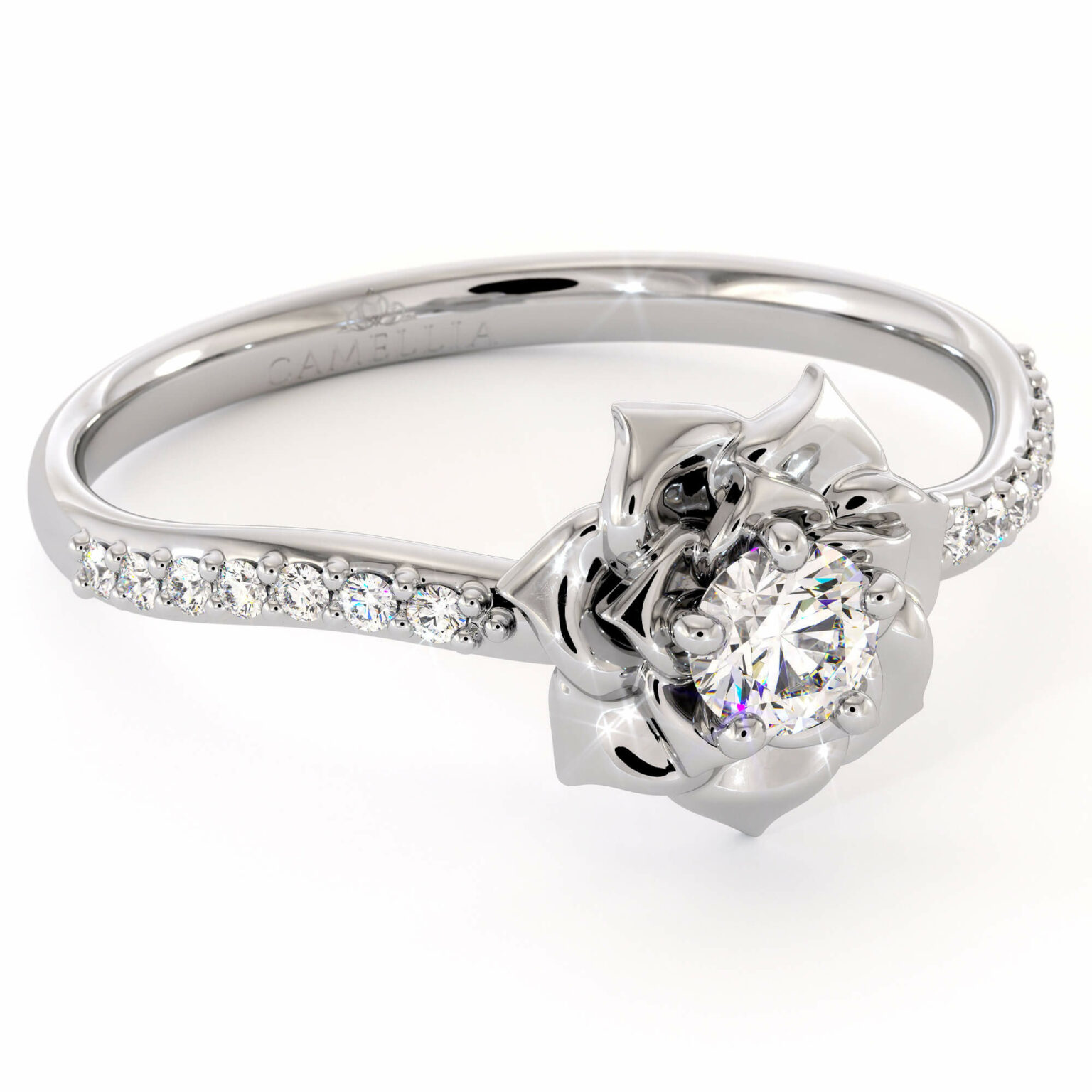 Sculpted Rose Diamond Ring With Petal-Inspired Setting