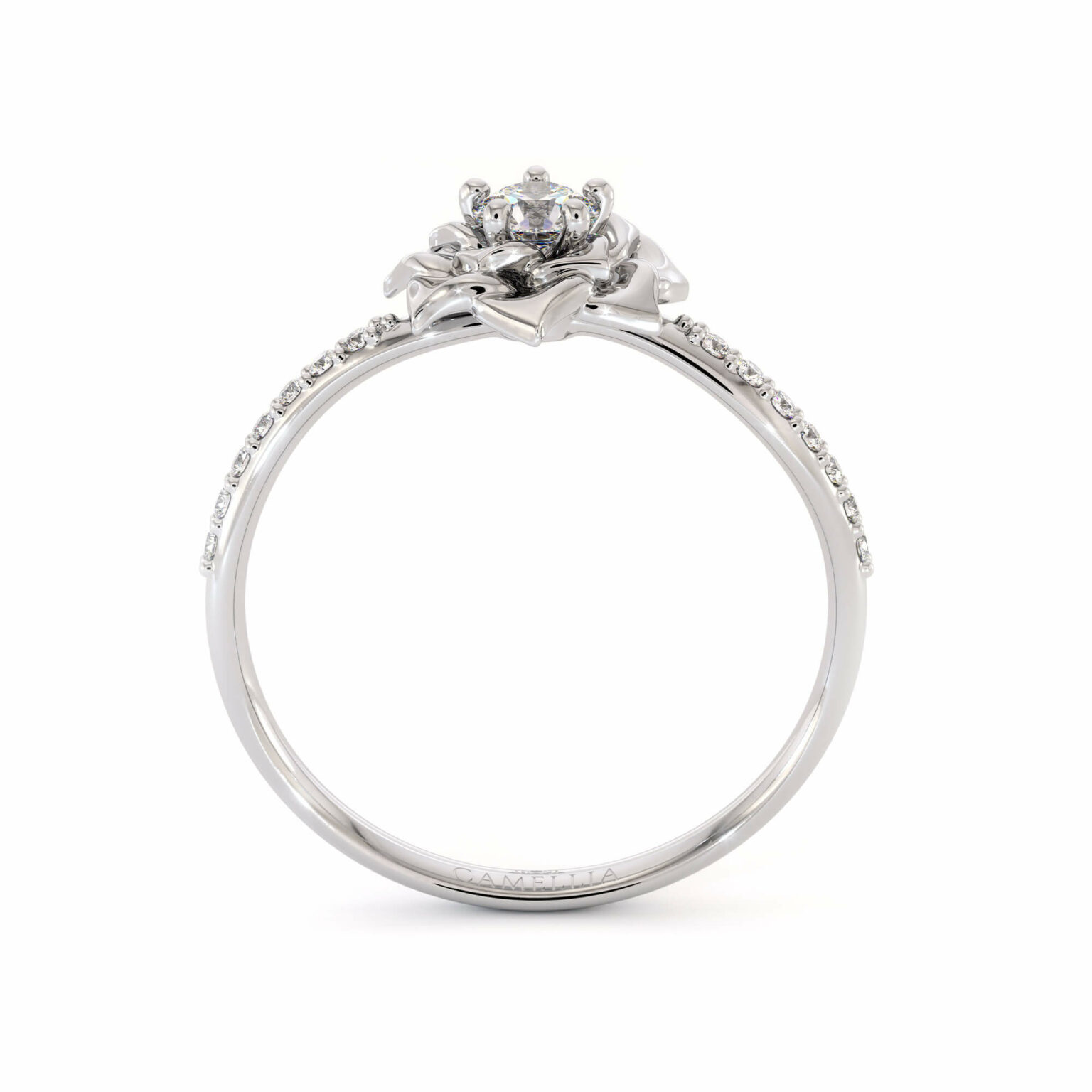 Sculpted Rose Diamond Ring With Petal-Inspired Setting